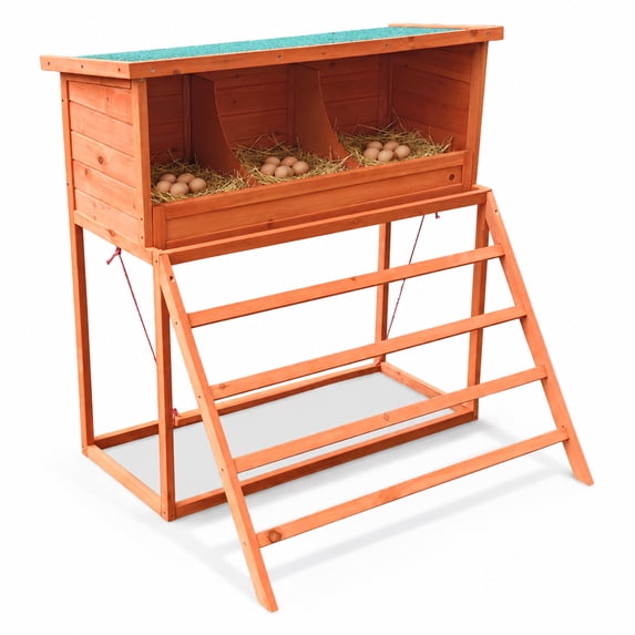 Wooden Chicken Nesting Boxes for Laying Eggs, 3 Compartment Poultry ...