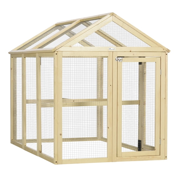 Wooden Chicken Run, 4.6'x2.8', Nature Wood - Expandable Coop with ...