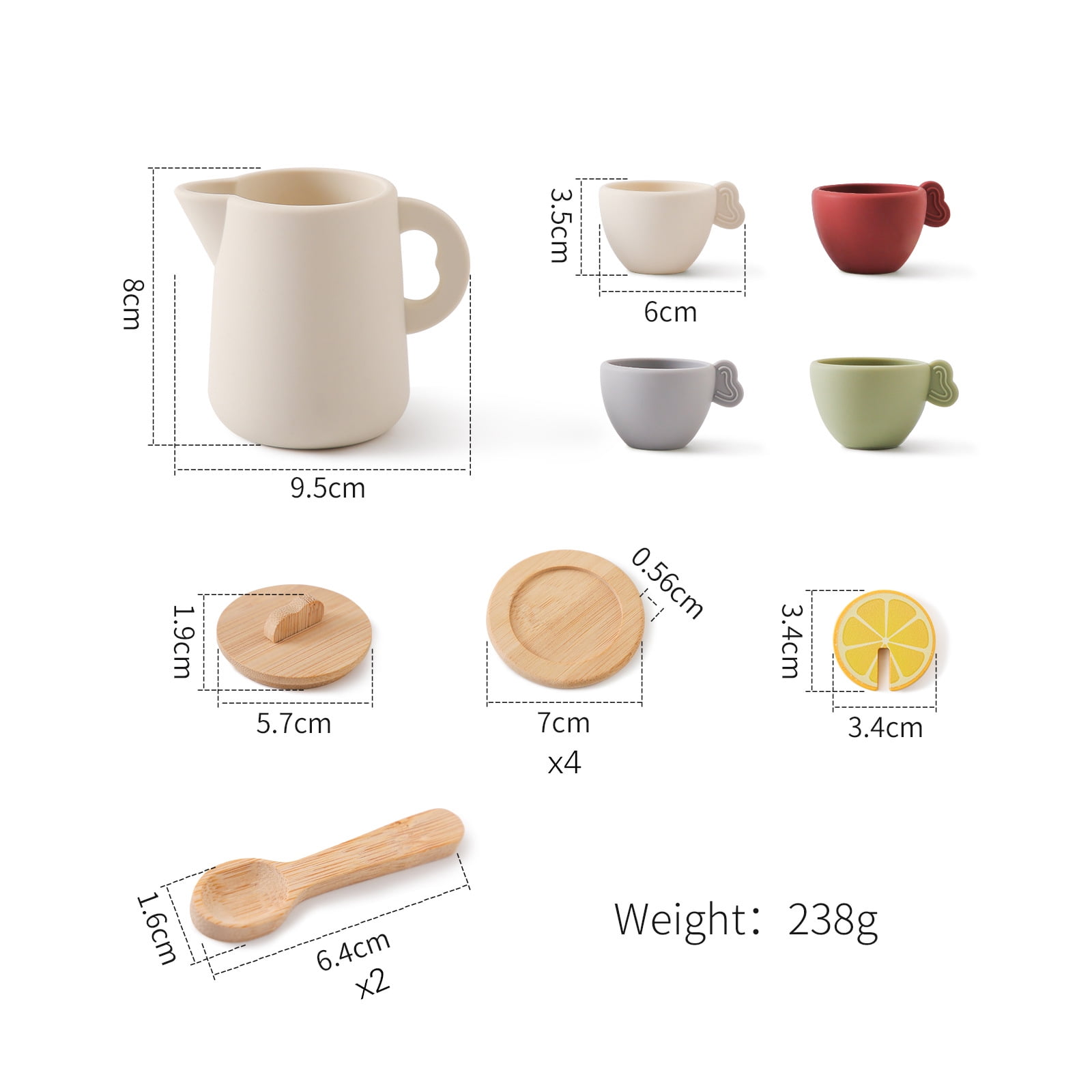 Wooden Children Montessori Toy Teapot Teacup Simulation Kitchen Utensil ...