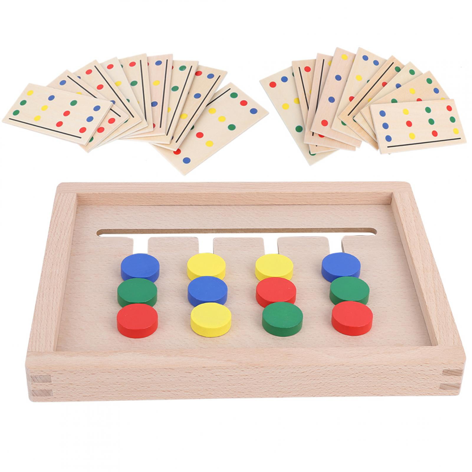 Wooden Children Slide Puzzle Color Logic Game Shape Matching Brain ...