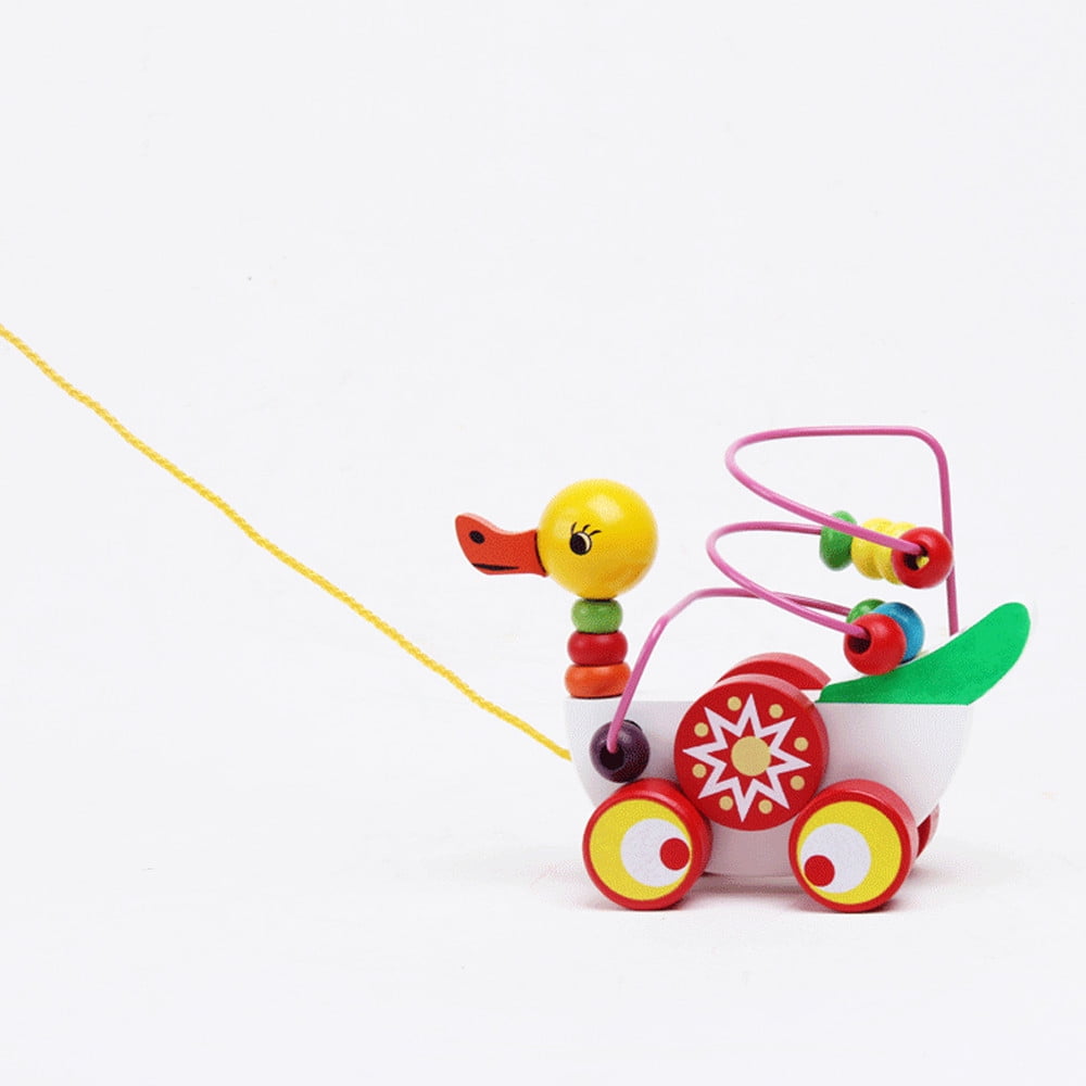 Wooden Children's Animal Trailer Beads Stringing Puzzle Educational Toy ...