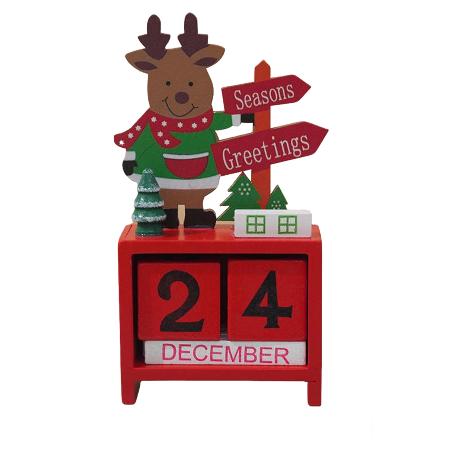 Wooden Christmas Countdown Calendar Desktop Ornament With Vintage Wood ...