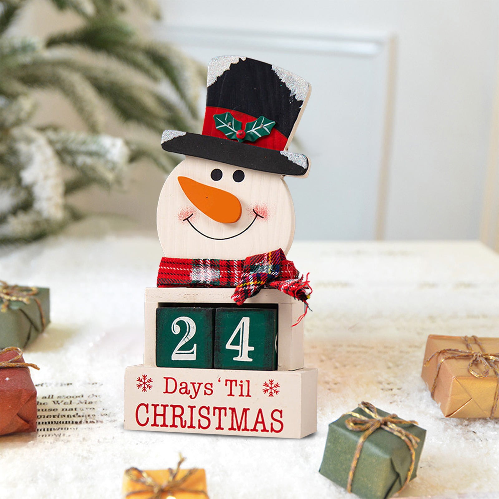 Wooden Christmas Countdown Calendar – Santa Claus & Snowman Ornament ...