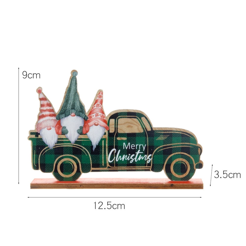Wooden Christmas Ornament Plaid Cars Shaped Crafts with Rectangle Wood ...