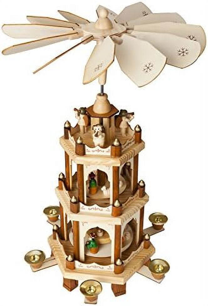 Wooden Christmas Pyramid - 18 Inches - 3 Tier Carousel - Nativity Play ...
