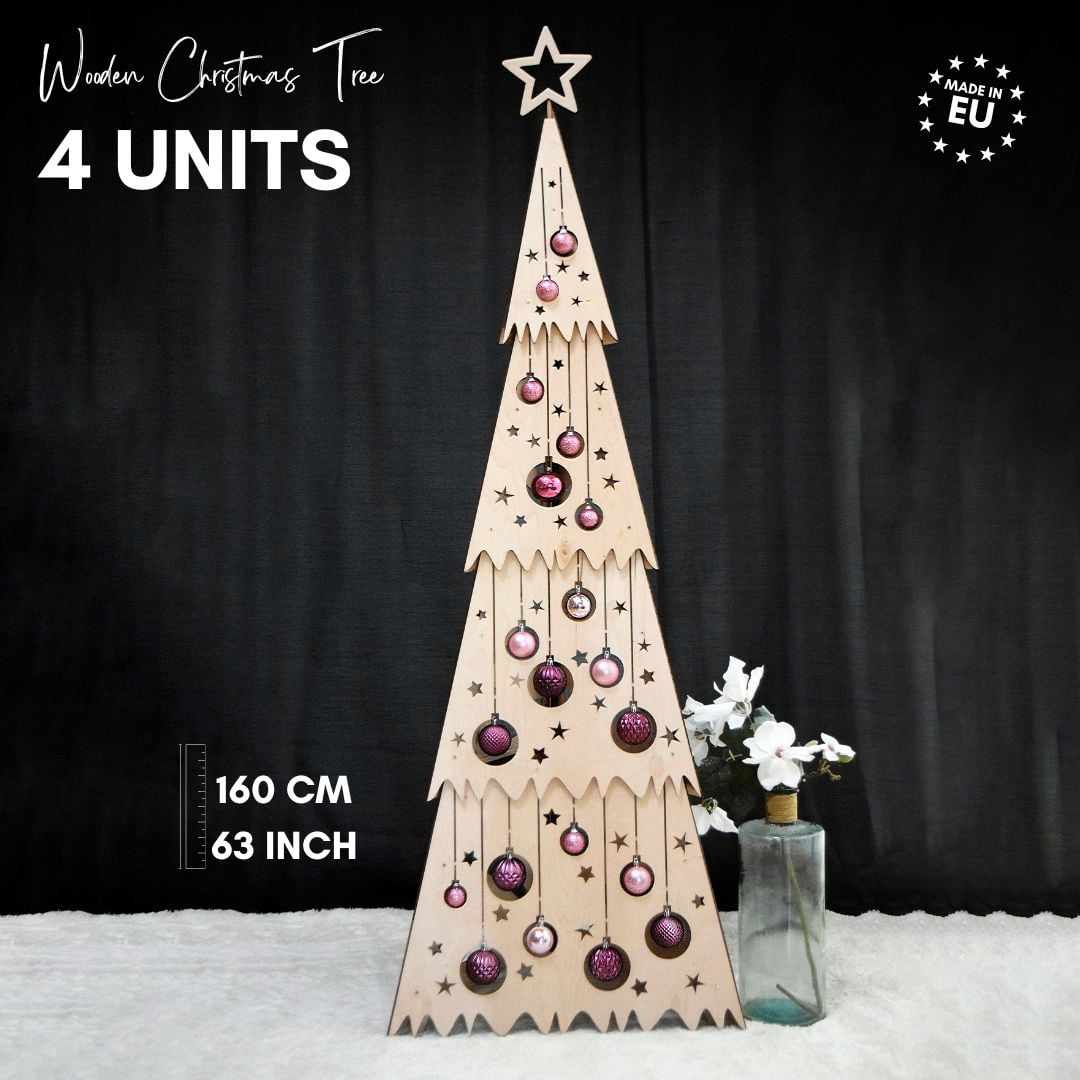 Wooden Christmas Tree, 63 inch Large Alternative Christmas Tree, Eco ...