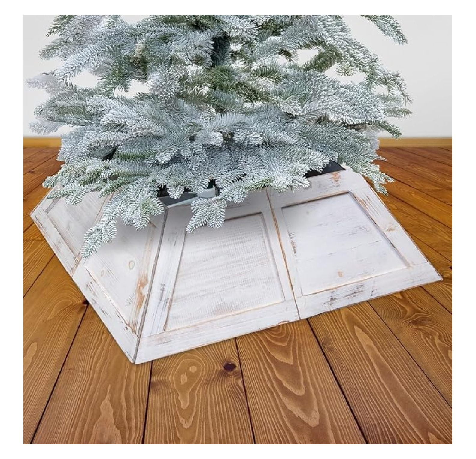 Wooden Christmas Tree Collar, 40 Inch Trapezoid Tree Skirt for 10 FT ...