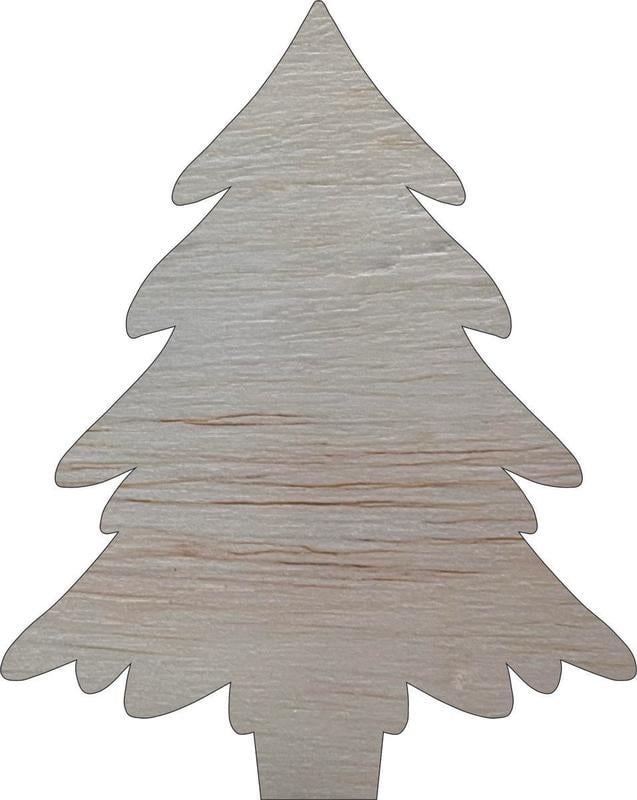 Awesome Life Craft Unfinished Wooden Christmas Tree Cutout, 4'' Real ...