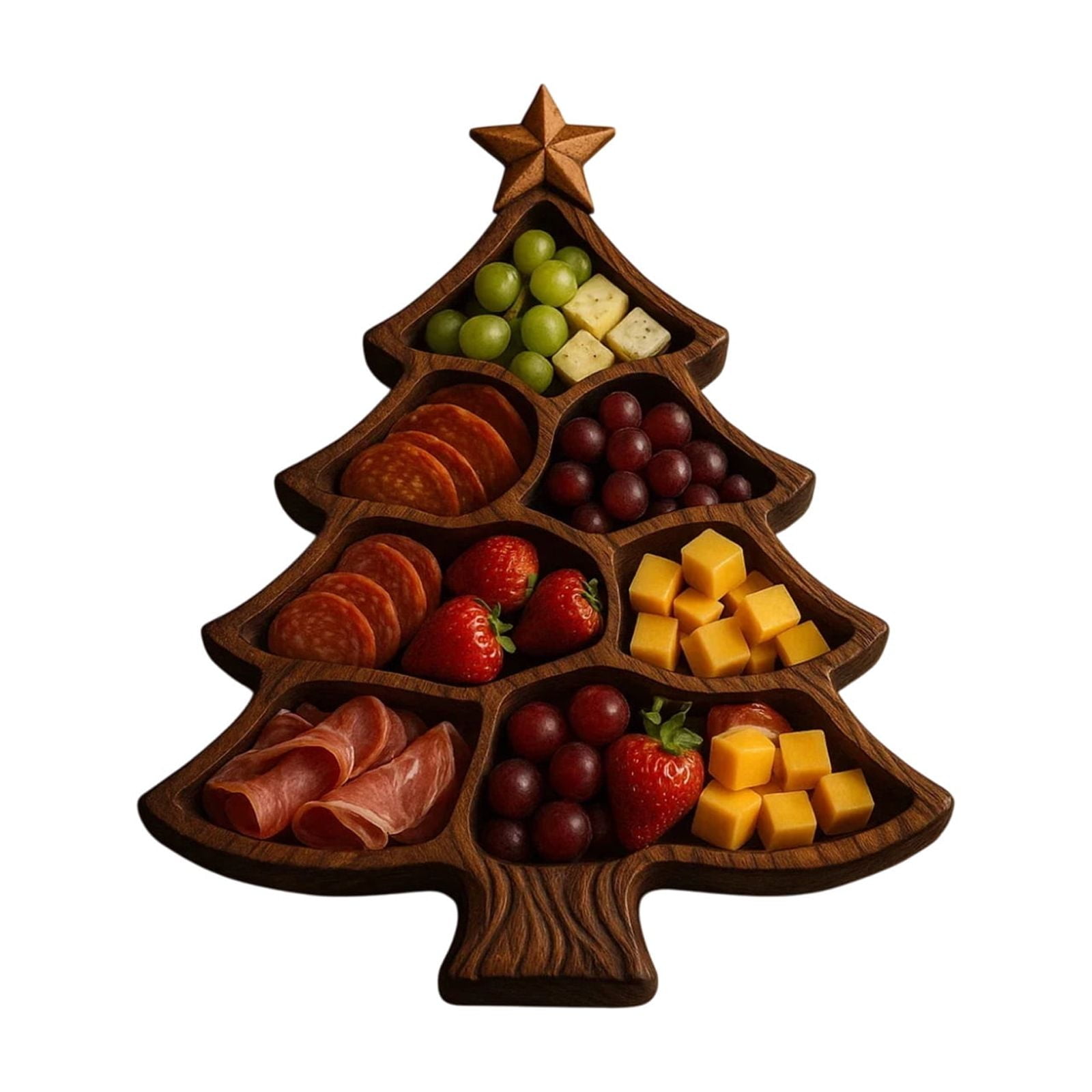 Wooden Christmas Tree Serving Tray With Multilayer Designs Dishwasher ...