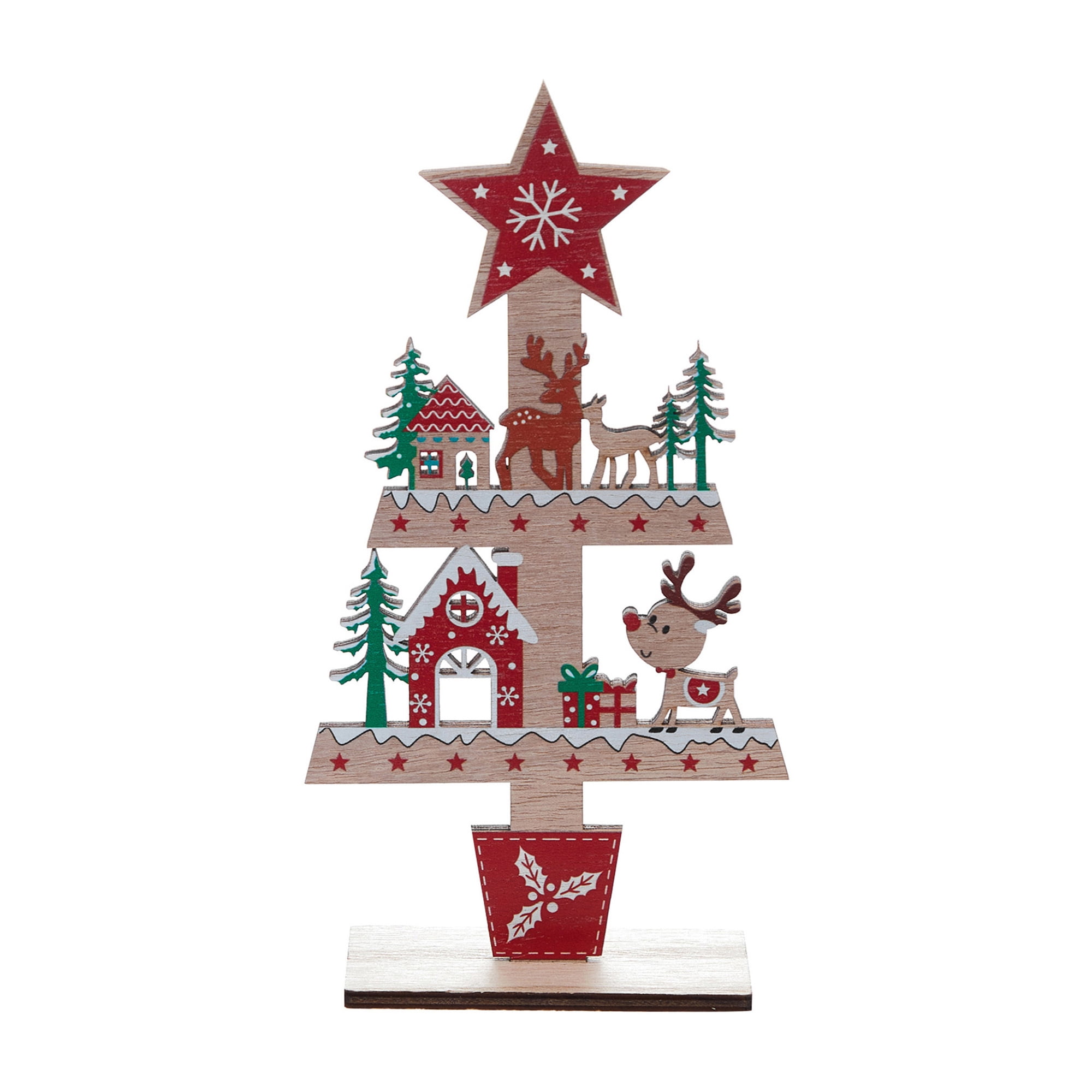 Wooden Christmas Tree Table Sign Decorations Desk Centerpieces for ...