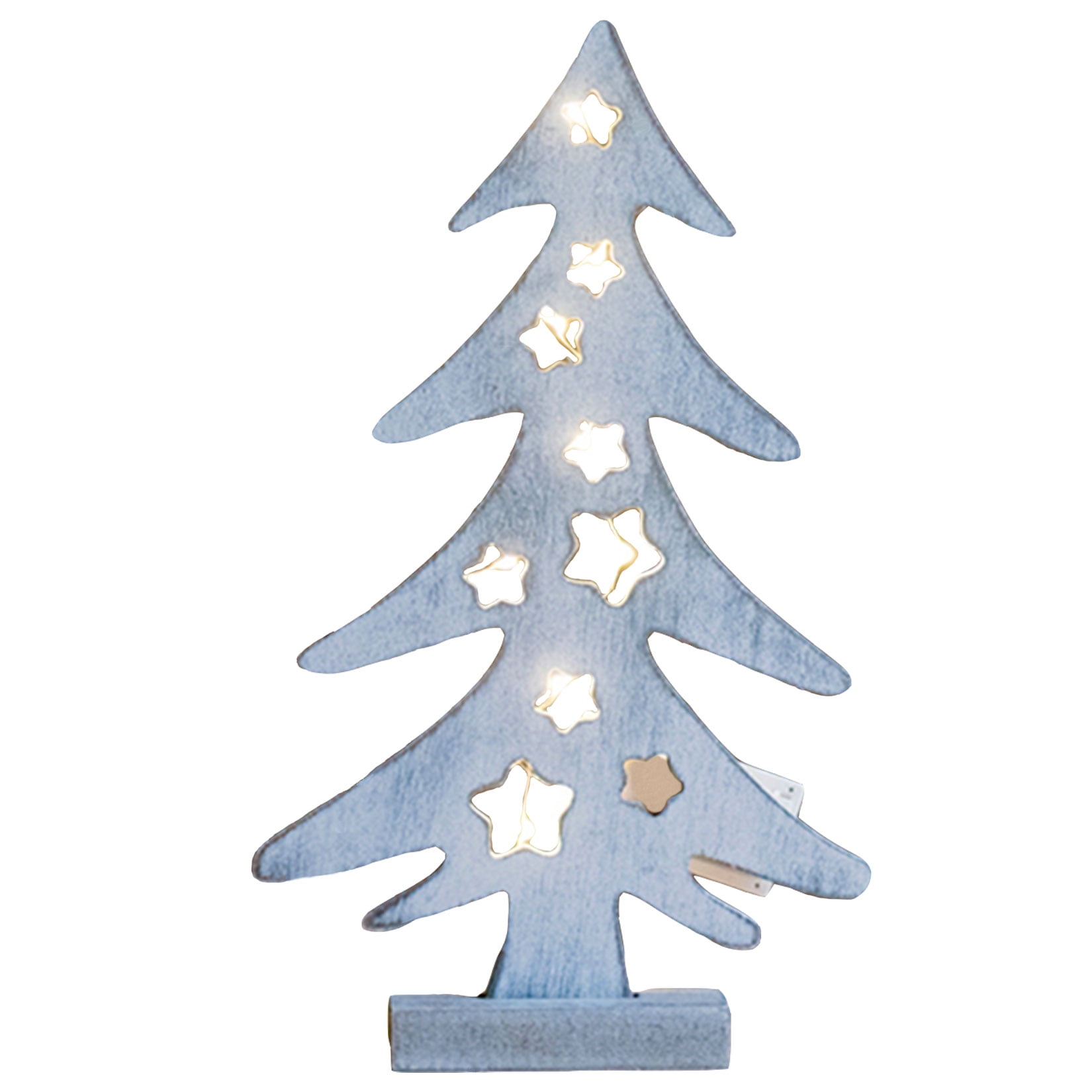 Wooden Christmas Tree Tabletop Decor with Lights Decoration - Modern ...