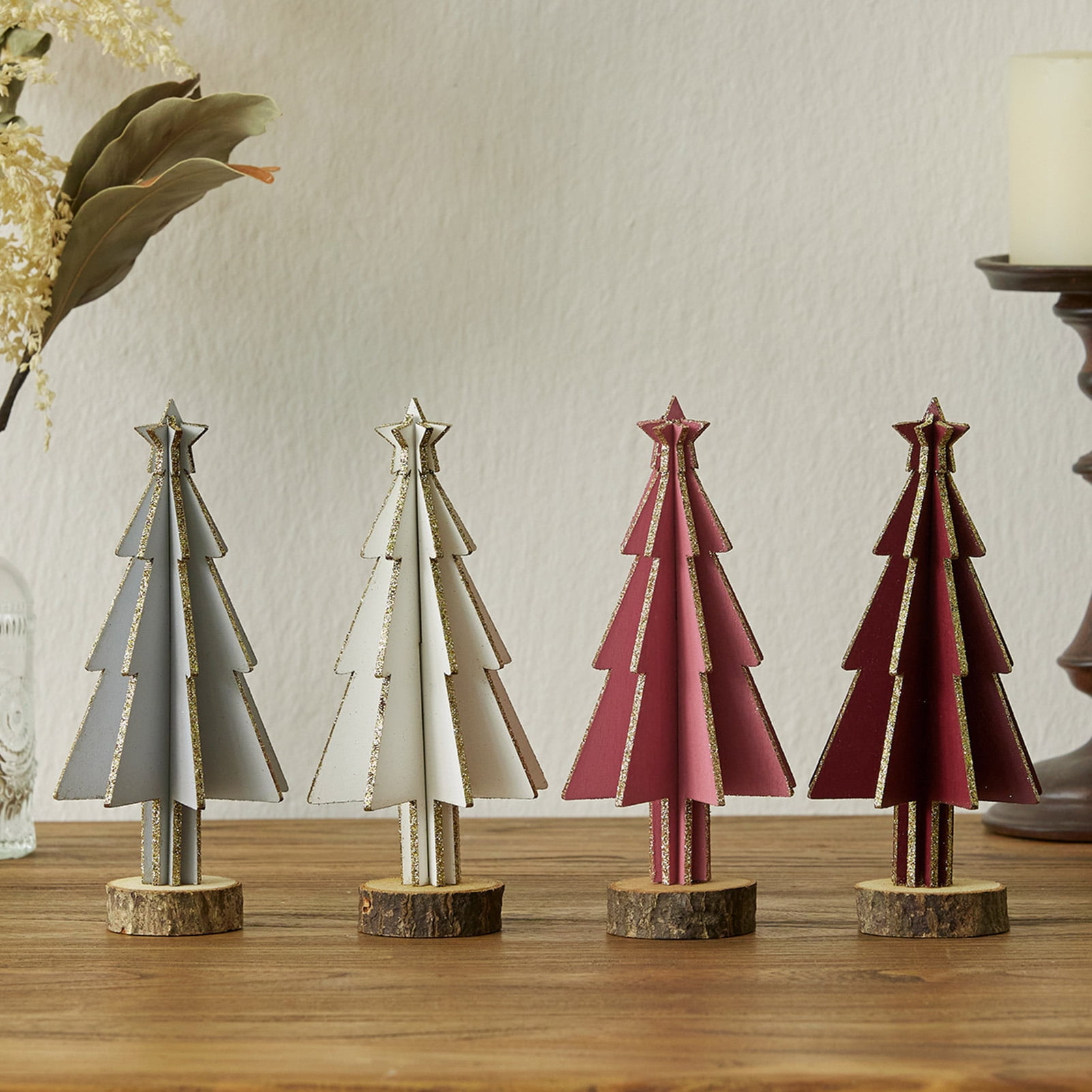 Wooden Christmas Tree Tabletop Ornament Mini Christmas Tree Reusable ...