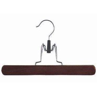 International Hanger Deluxe Wooden Bottom Hanger w/Clips, Walnut Finish ...