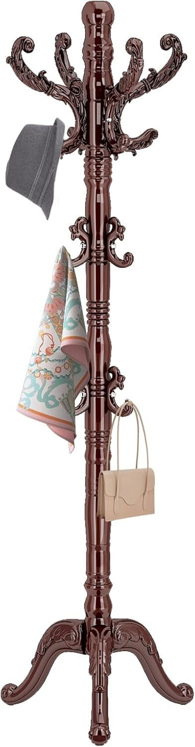 Wooden Classic Coat Rack Stand, Solid Wood Coat Rack Freestanding with ...