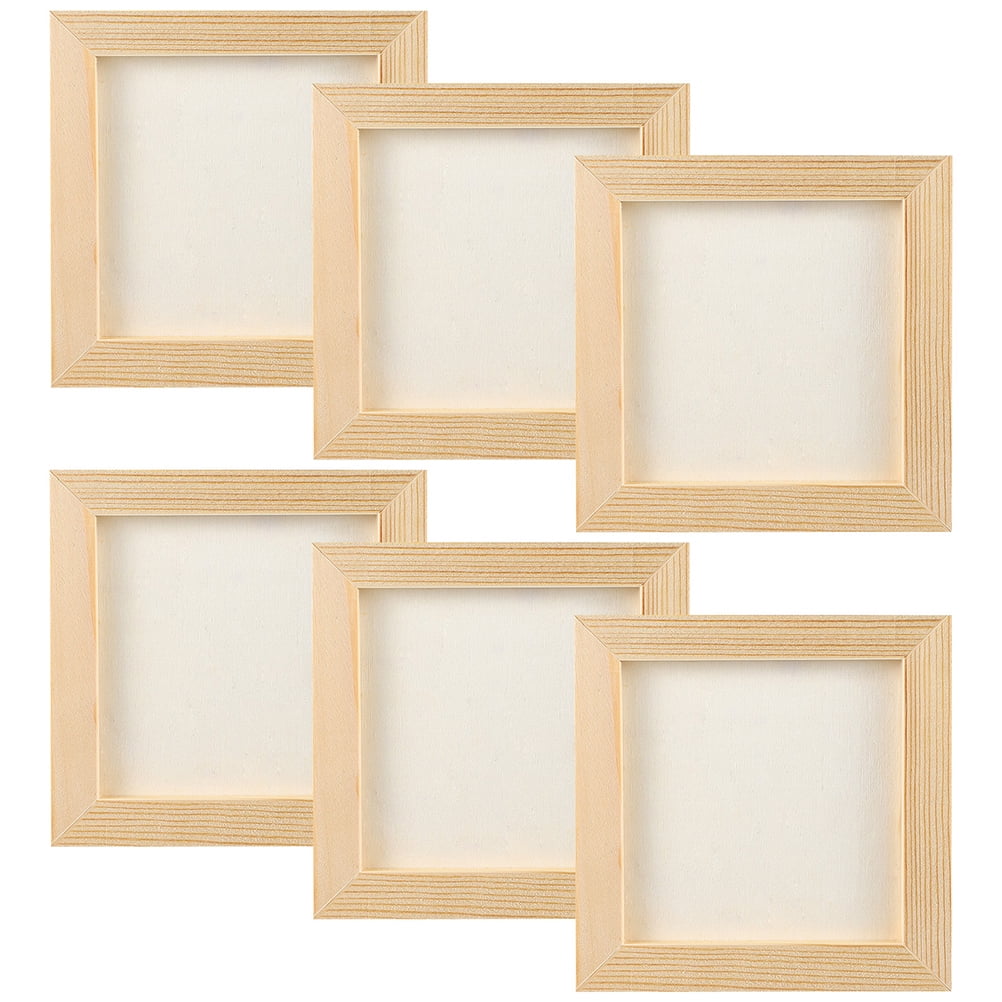 6pcs Unfinished Wooden Picture Frames for Crafts and Decoration Beige ...