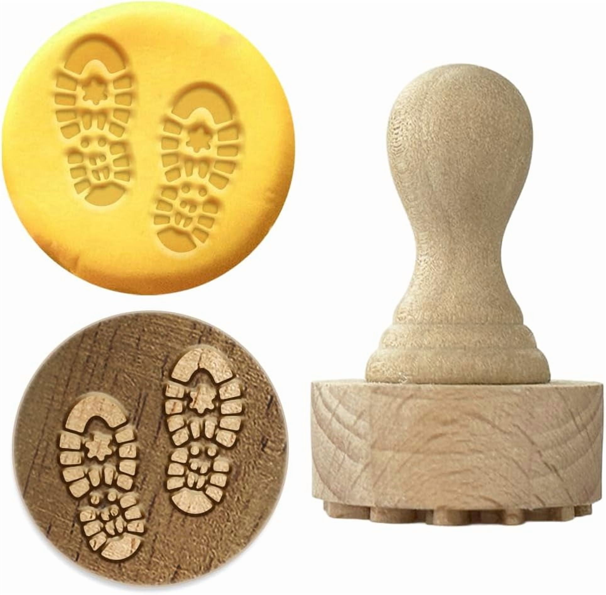 Wooden Clay Stamp Footprint Clay Stamp 1.1 Inch Natural Beechwood ...