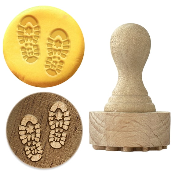 Wooden Clay Stamp Footprint Clay Stamp 1.1 Inch Natural Beechwood ...