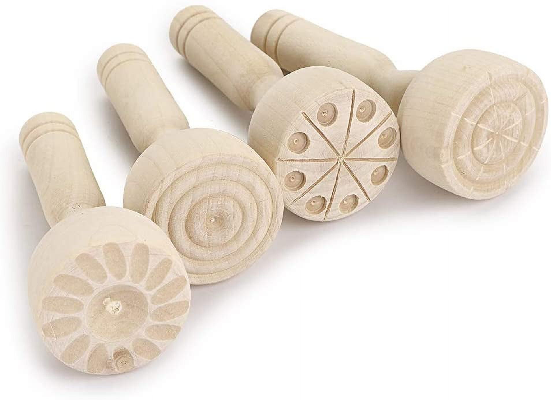 Wooden Clay Stamp Set, Wooden Playdough Stamps, Wooden Handle Pottery ...