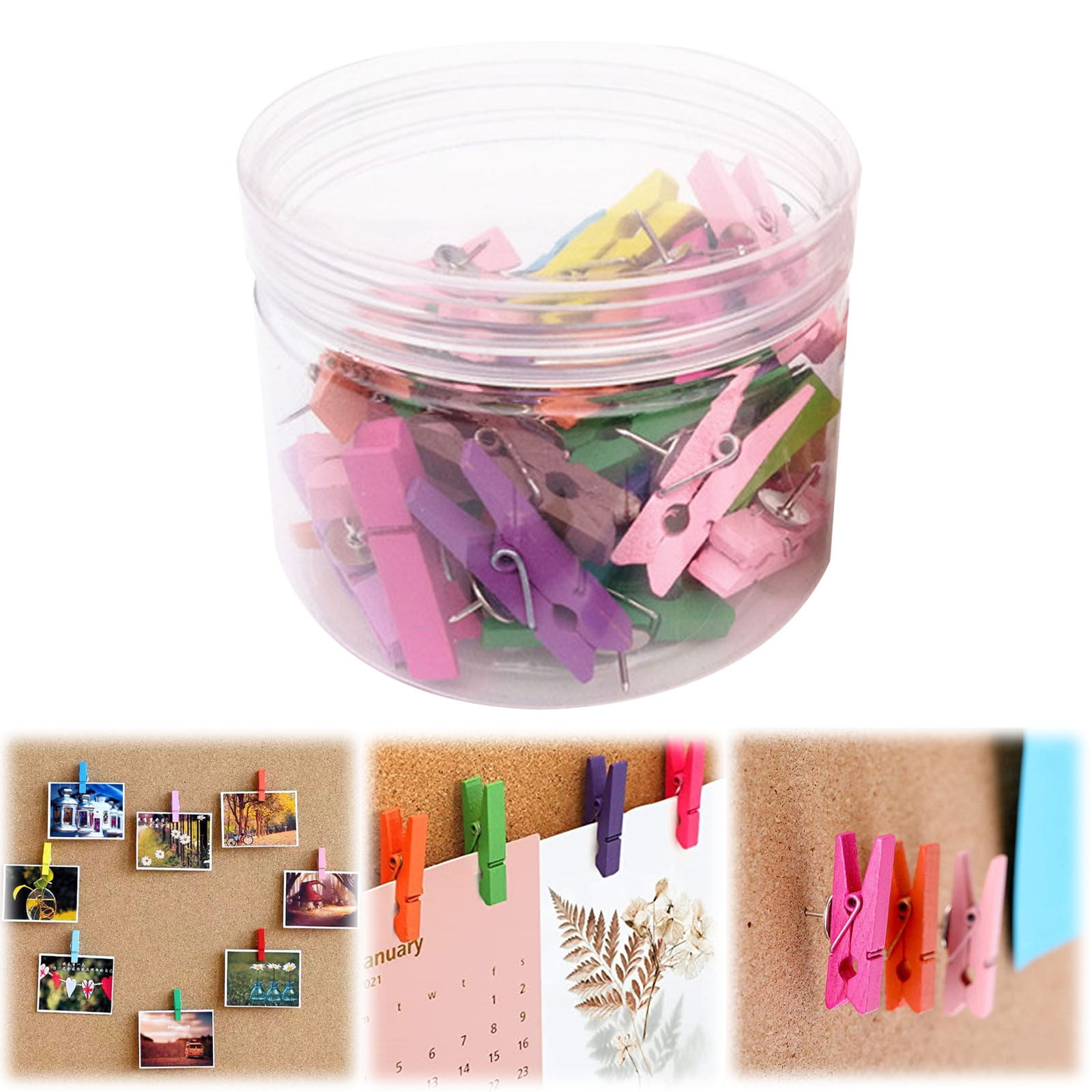 Wooden Clips Push Pins for Cork Board Artwork for Crafts Arts Projects ...