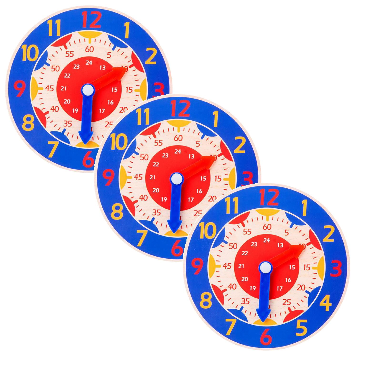 Wooden Clock for Kids - Silent Telling The Time Teaching Clocks - Non ...