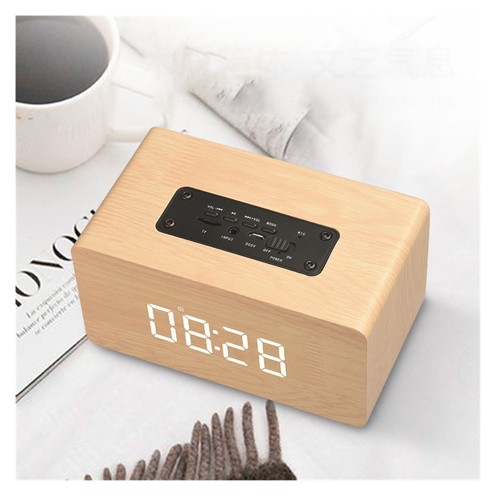 Wooden Clock Speaker Heavy Bass Creative Retro Wireless Bluetooth Card ...