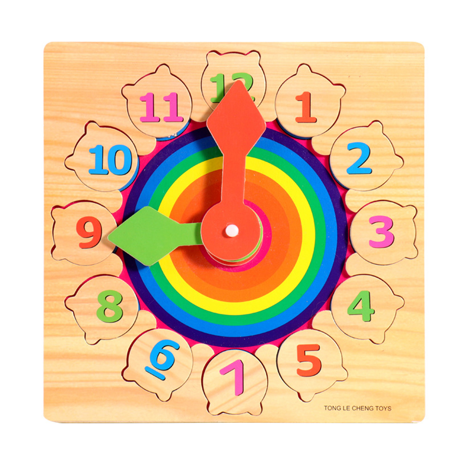 Wooden Clock Toy Set - Round Edges - Rainbow Colors - Digital Clock ...