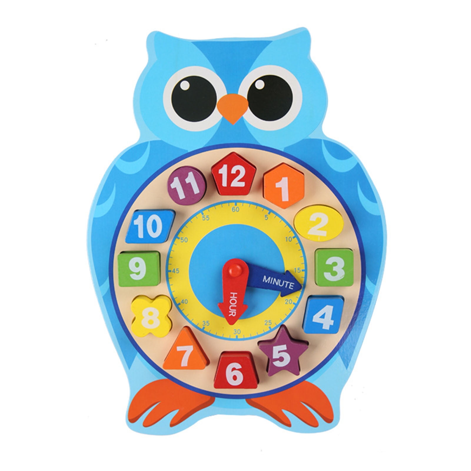 Wooden Clock Vibrant Color Clock Learning Educational Cartoon Animal ...
