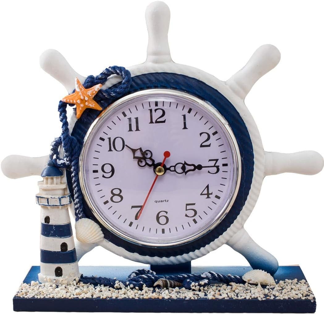Wooden Clocks With Mediterranean Charm, Nautical Ship Wheel Rudder ...