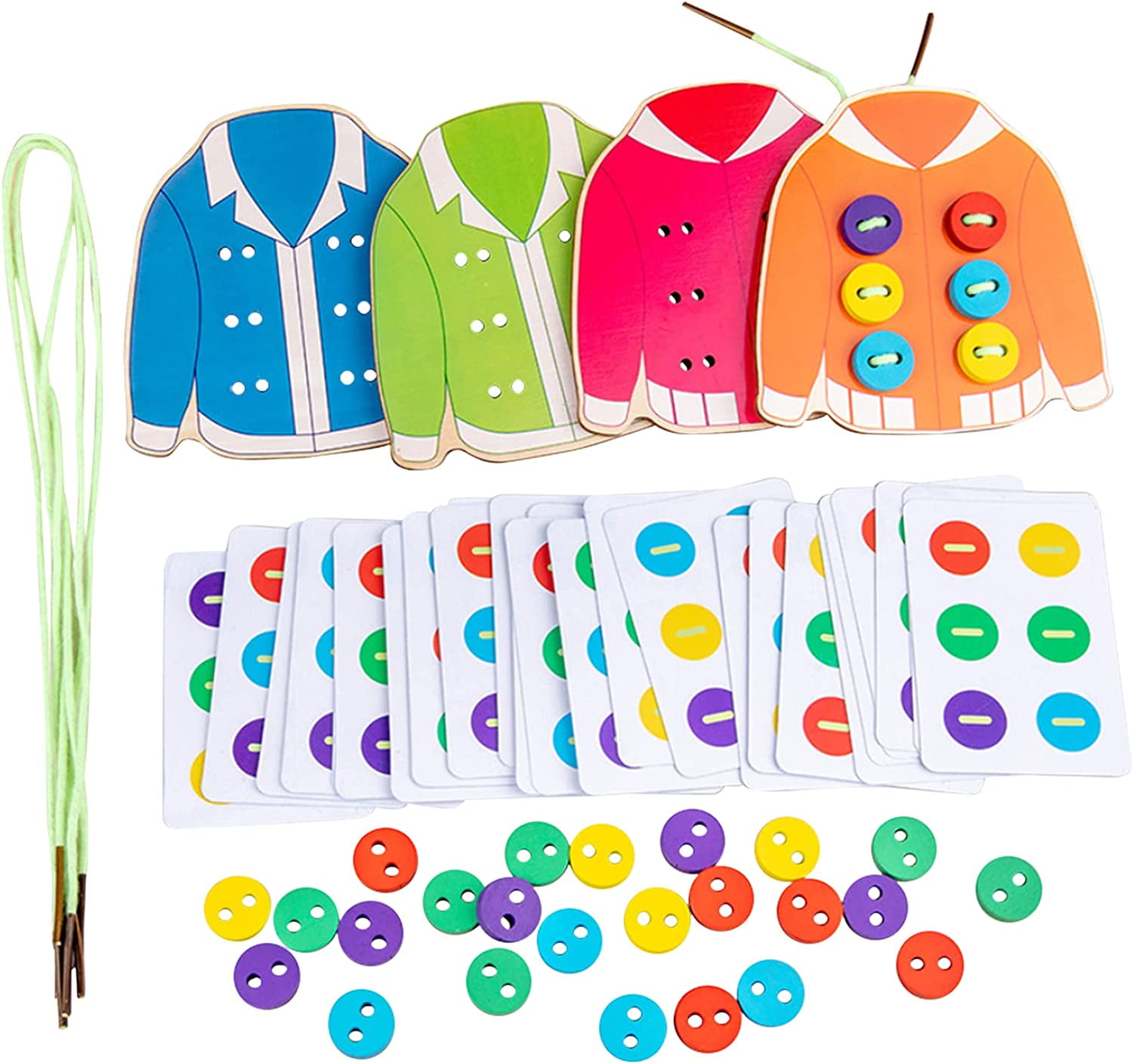 Wooden Clothes Lacing Game Montessori Fine Motor Skill Threading Game ...