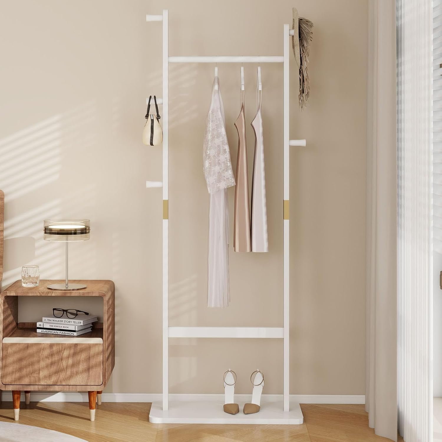 Wooden Clothes Rack for Hanging Clothes, Sturdy Clothes Rack Heavy Duty ...