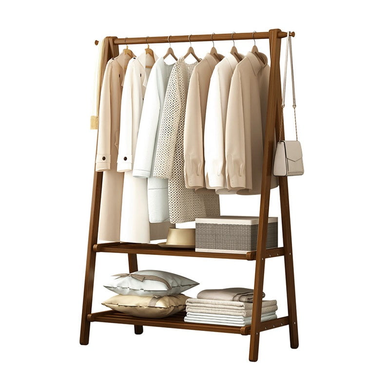 Wooden Clothes Rack Wardrobe, Solid Wood Coat Rack Stable Open Wardrobe ...