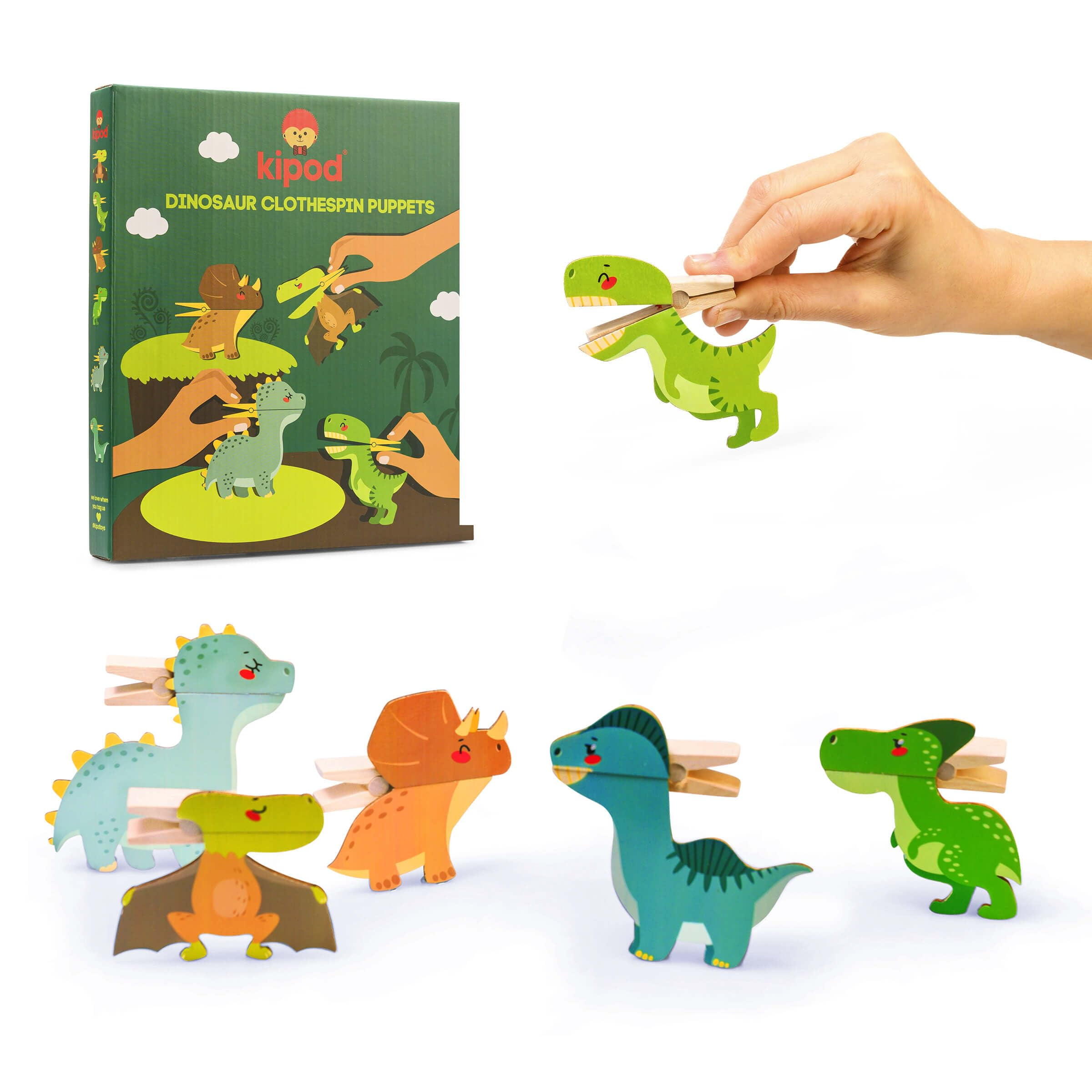 Wooden Clothespin Dinosaur Finger Puppets Ages 3+ - Walmart.com