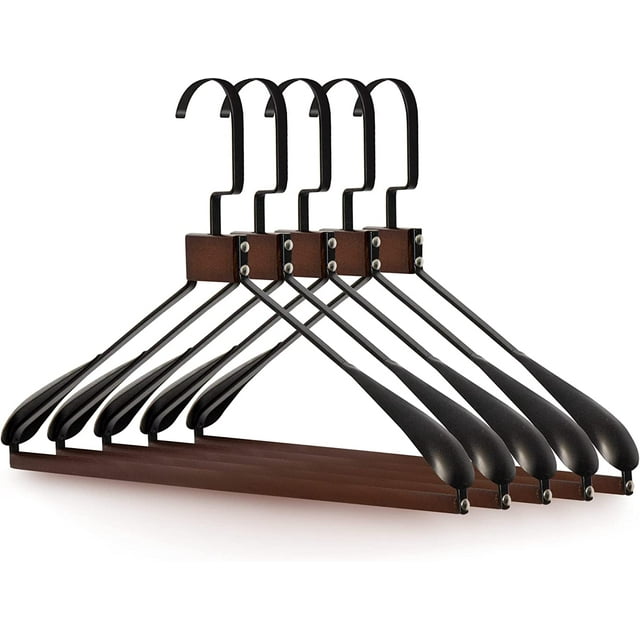 Wooden Coat Hangers Wide Shoulder Suit Hangers Heavy Duty,Metal Clothes ...