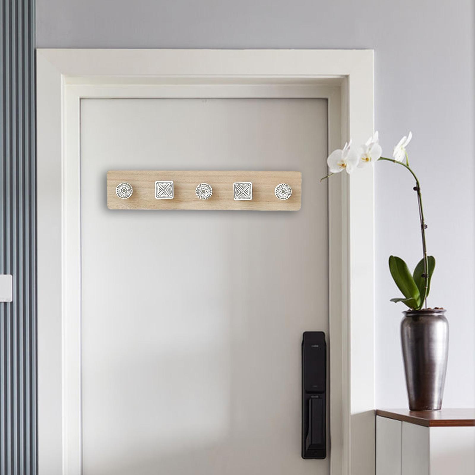 Wooden Coat Hook Rack Coat Hanger Decorative Wall Mount Heavy Duty Door ...