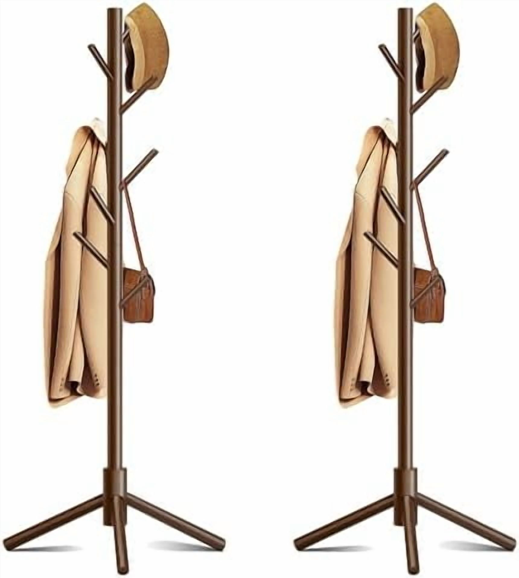 Wooden Coat Rack, Free Standing Coat Rack with 8 Hooks 3 Adjustable ...