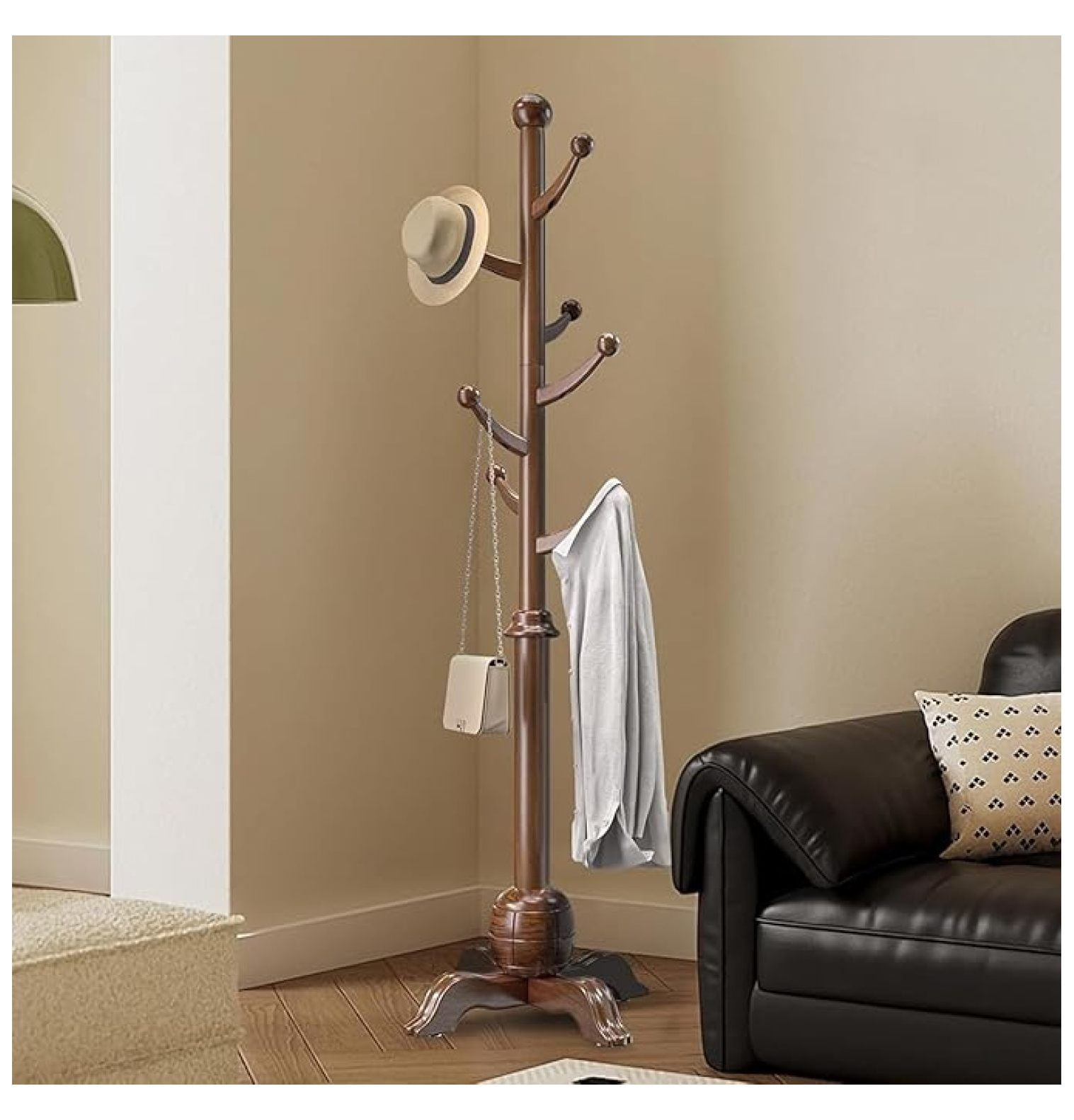 Wooden Coat Rack Freestanding, Coat Racks with 7 , Coat Tree ...