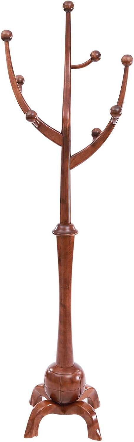 Wooden Coat Rack Freestanding, Wood Tree Rack with 8 Hooks, Heavy Duty ...