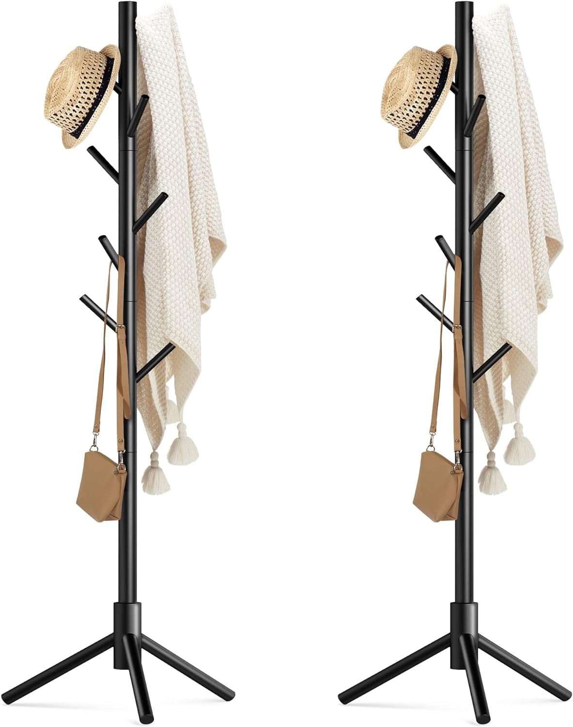 Wooden Coat Rack Stand with 8 Hooks New Zealand Pine 3 Adjustable Coat ...