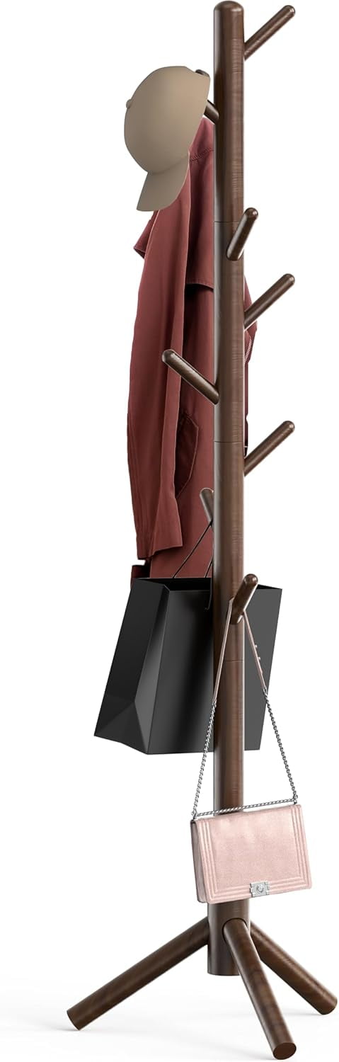 Wooden Coat Rack Stand Garment Tree Rack, 9 Hooks, Walnut - Walmart.com