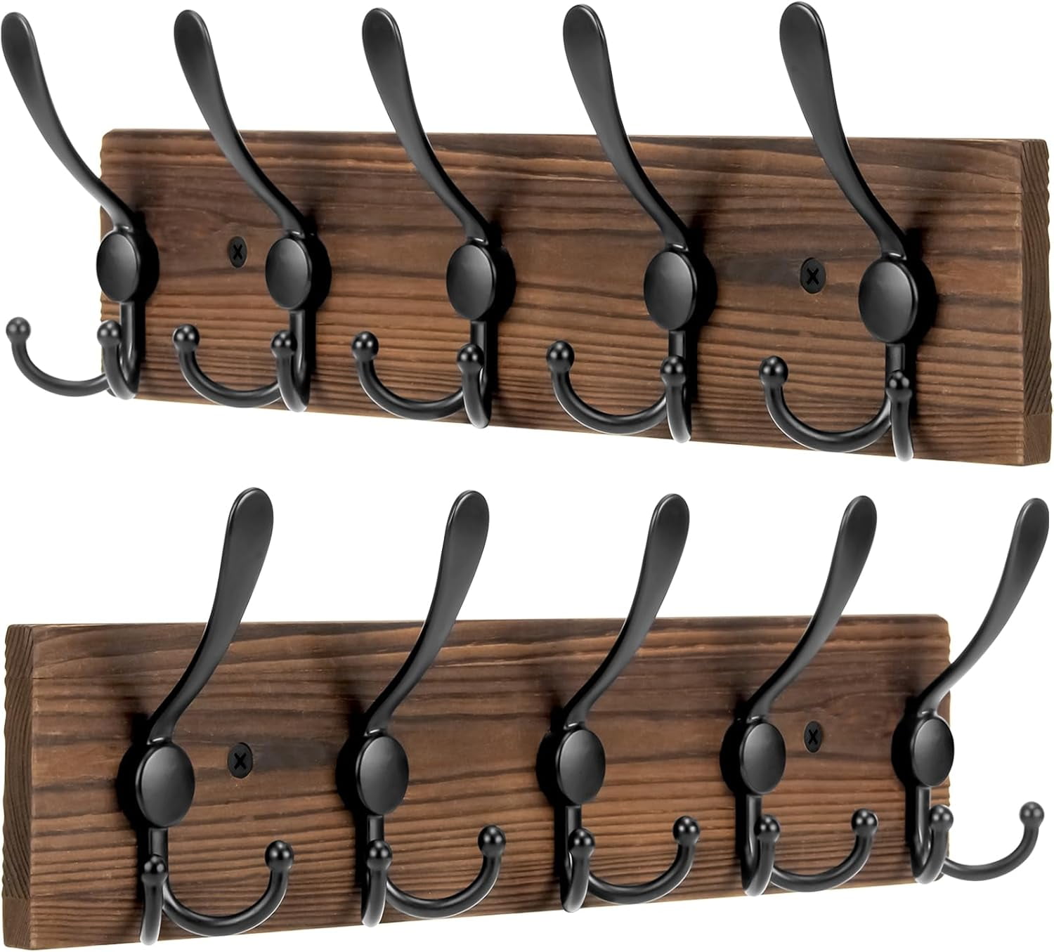 Wooden Coat Rack Wall Mount Heavy Duty, 2 Pack Coat Hanger Wall Mount ...