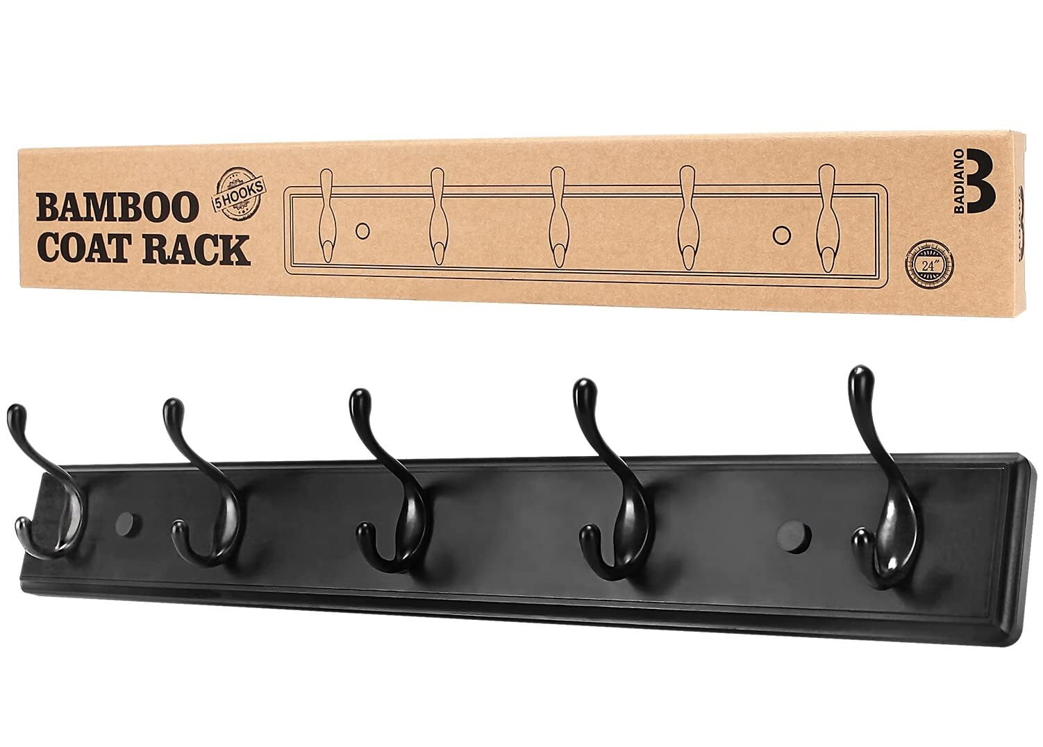 Wooden Coat Rack, Wall-Mounted Organizer for Closet, Entryway, Hallway ...