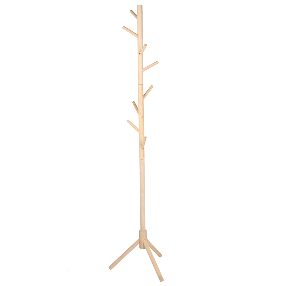 Wooden Coat Stand Floor Clothes Rack Standing Modern Coat Hanger Hall ...