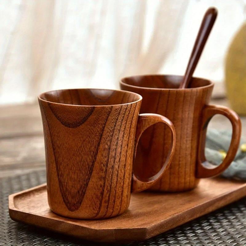 Wooden Coffee Cup, 2 Counts/set Heat Resistant Tea Cup without Spoon & Tray, Drinking Supplies ...