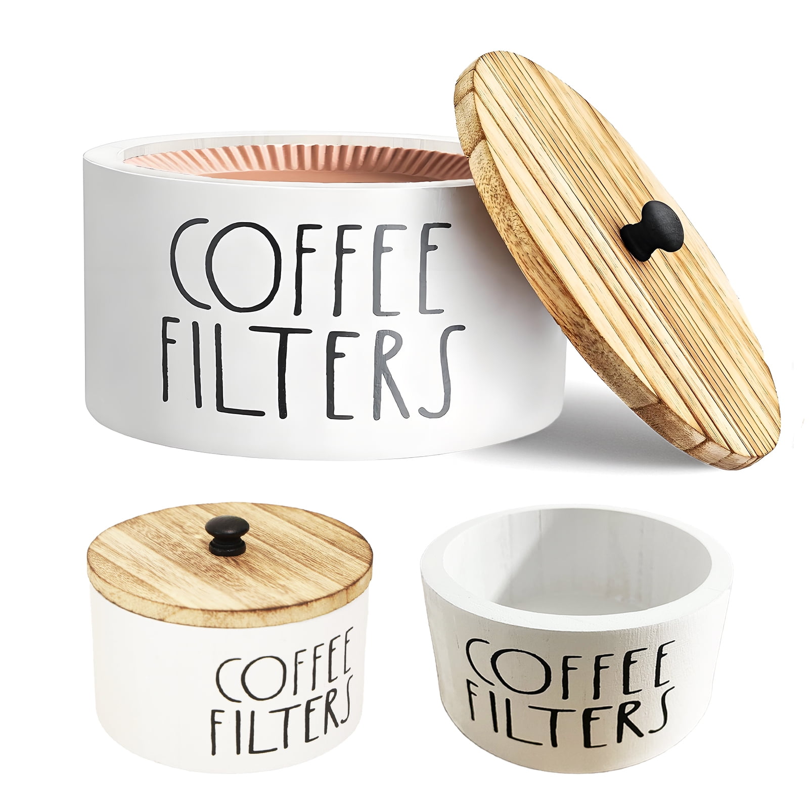 Wooden Coffee Filter Holder with Lid, Rustic Coffee Filter Storage ...