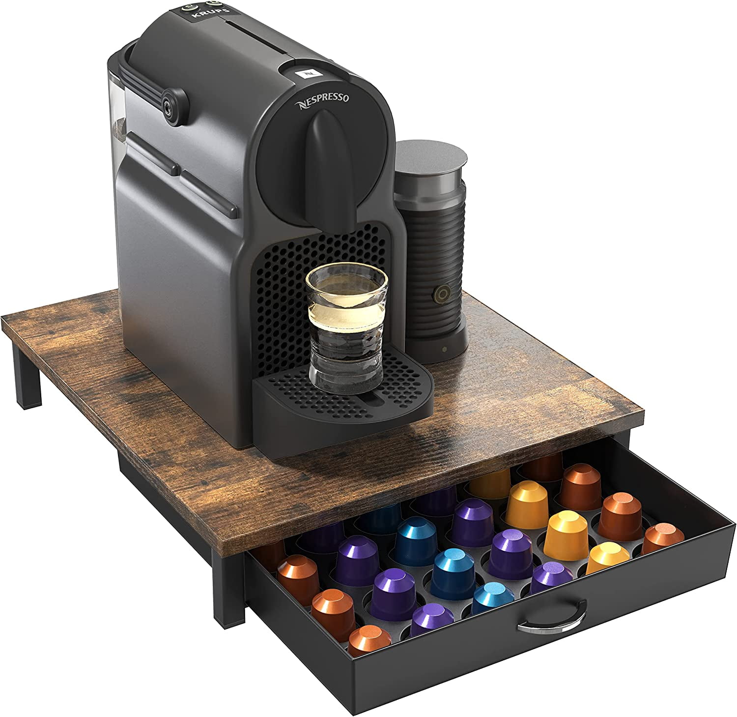 Wooden Coffee Pod Drawer Compatible with 42 Nespresso Original Line ...