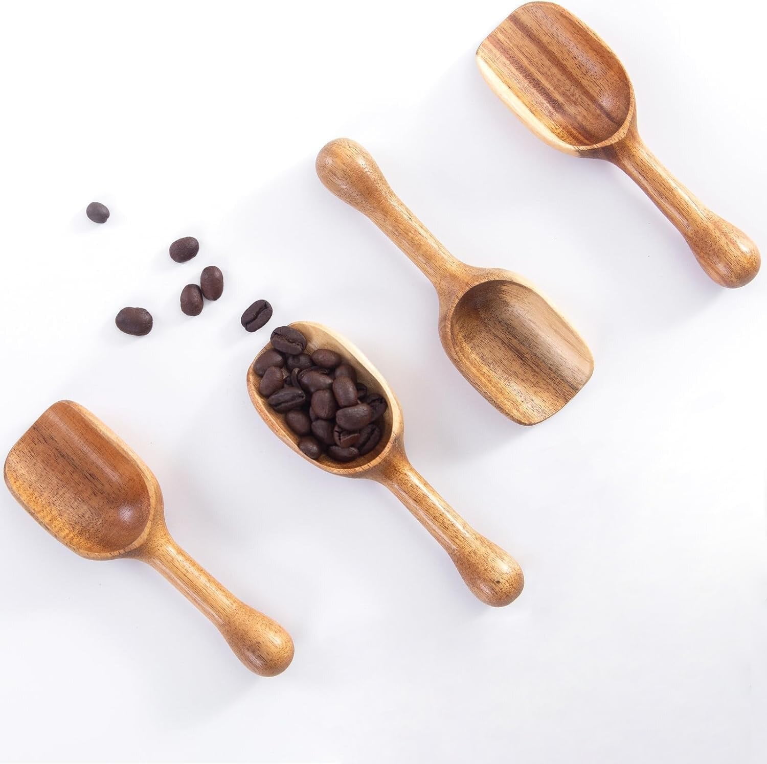 Wooden Coffee Scoop for Ground Coffee,4pcs Coffee Measuring Scooper for ...