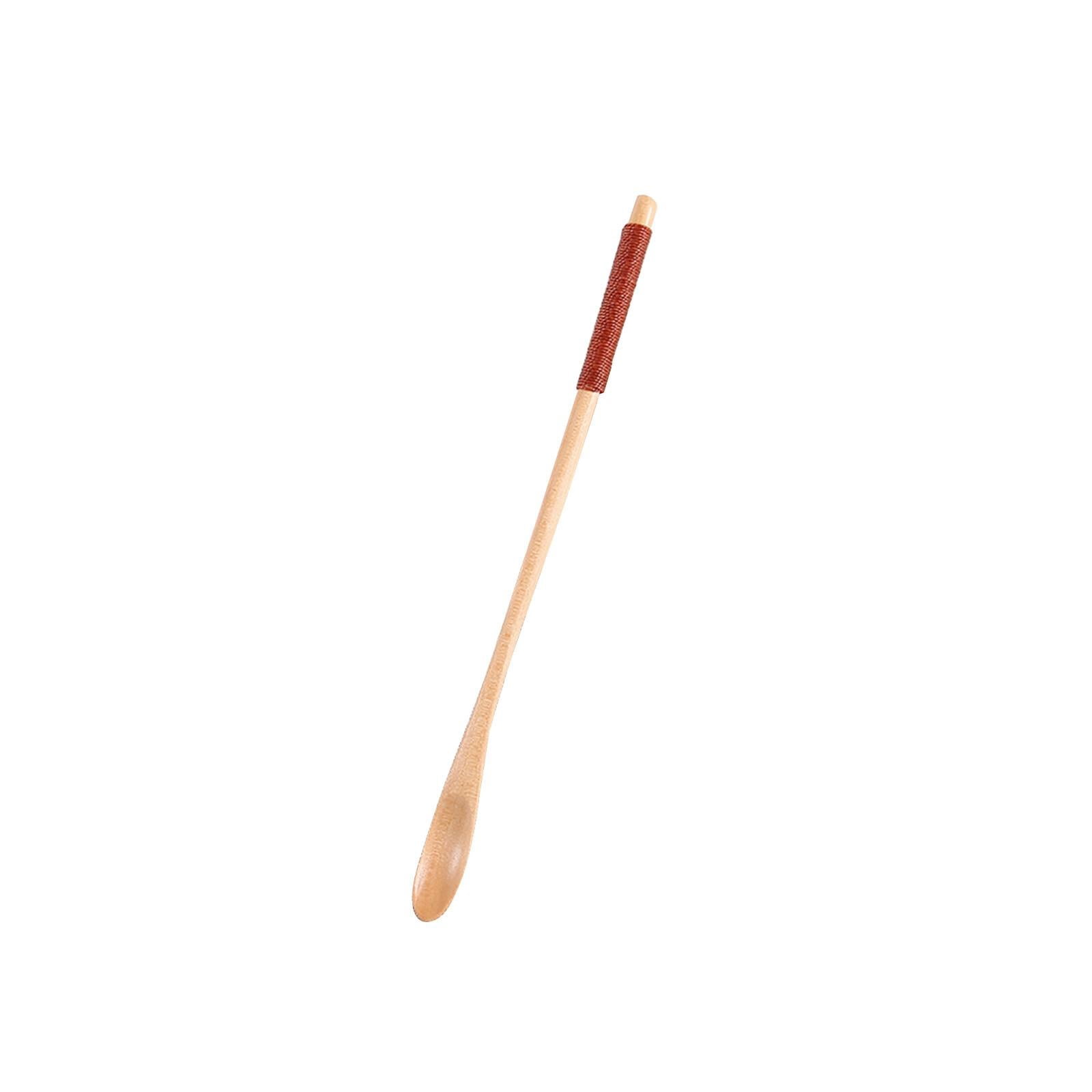 Wooden Coffee Spoon, 11.8 Inch Long Handle with Brown Wrapped Grip, 1 ...