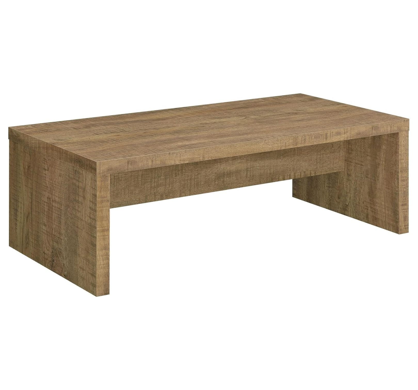 Wooden Coffee Table w/ Side Panels & Center Brace, Wood - Modern ...