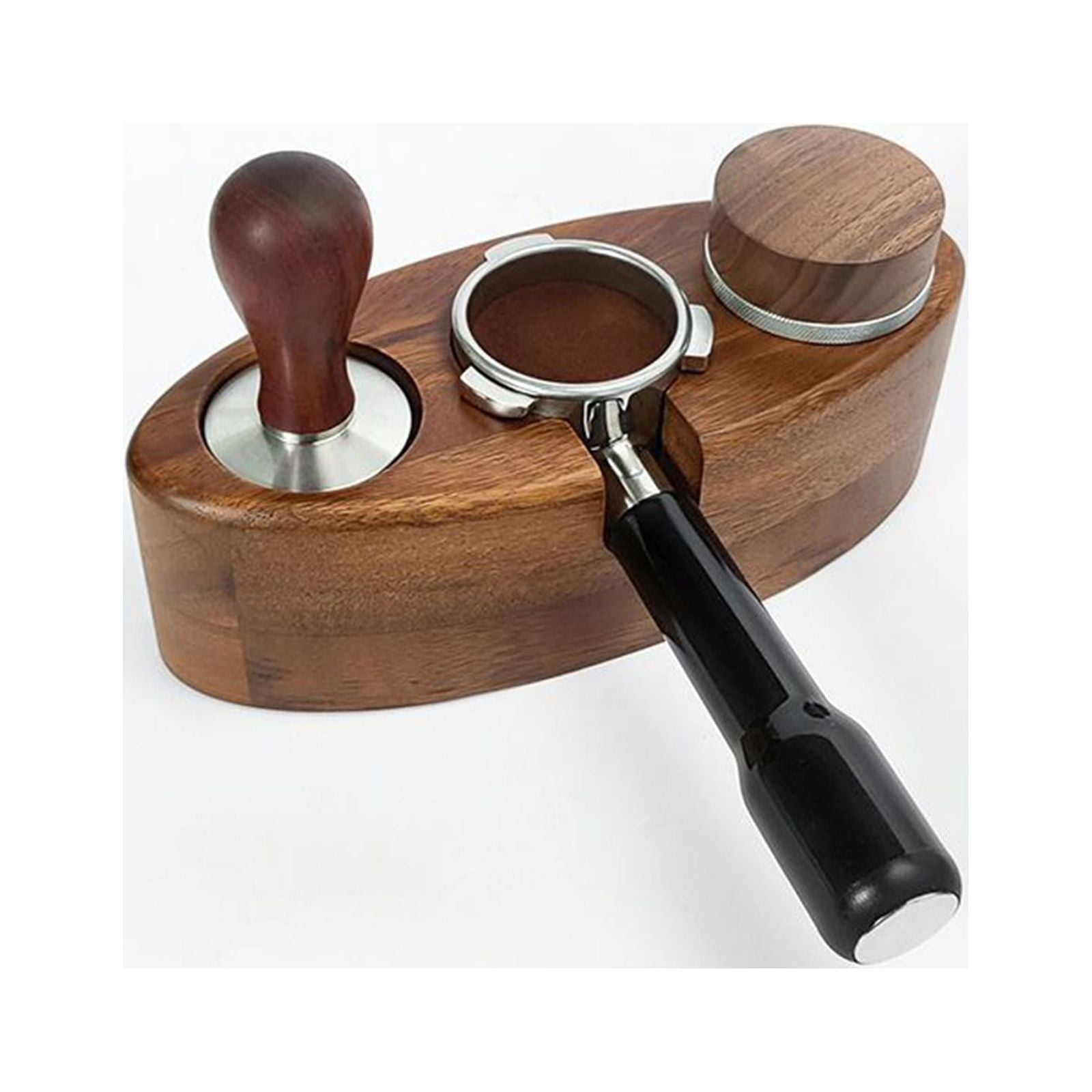 Wooden Coffee Tamper Stand Coffee Filter Holder Coffee Powder Pad ...