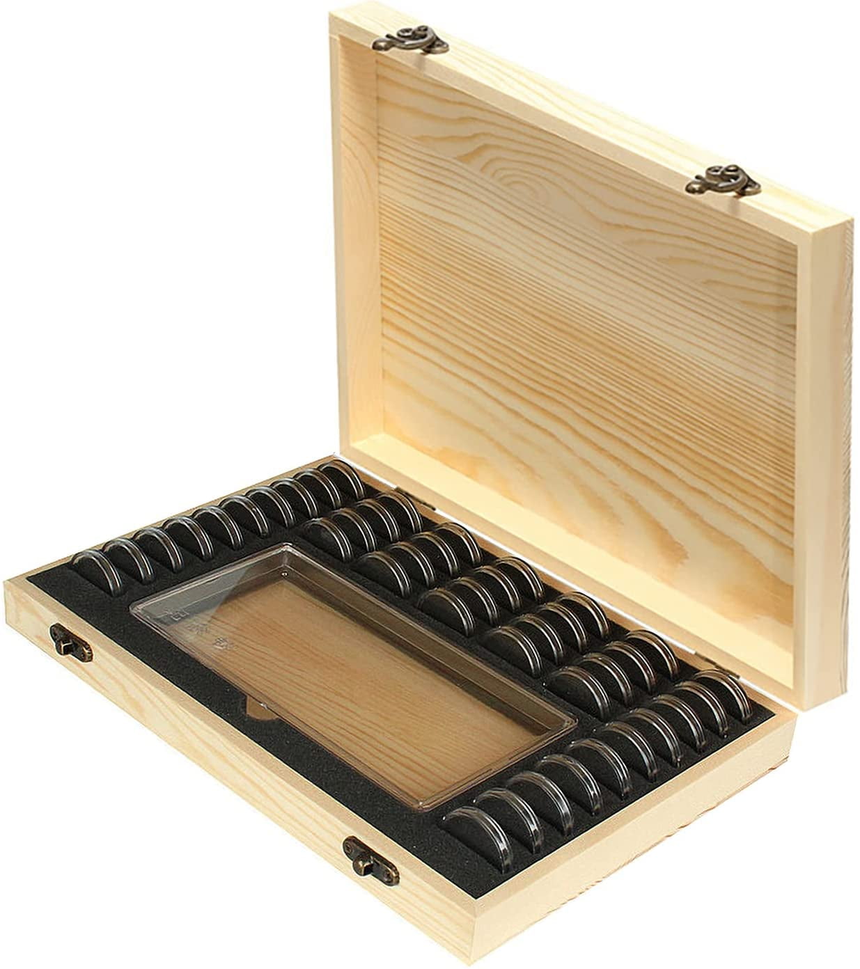 Wooden Coin Capsules Holder Case, Coin Storage Box Banknotes Collection ...